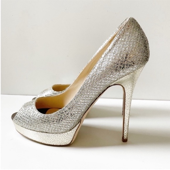 Jimmy Choo | Shoes | Jimmy Choo Crown Champagnegold Glitter Peep Toe ...